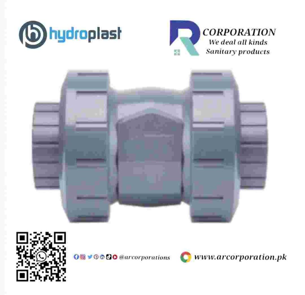Hydroplast sch 80 upvc Double union Check valve 1/2" - AR Corporation